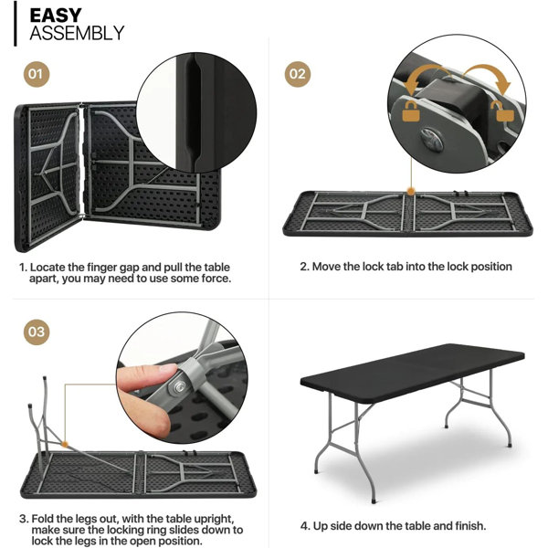 Wewdigi 72'' Plastic Rectangular Fold-in-Half Portable Folding Table | Wayfair